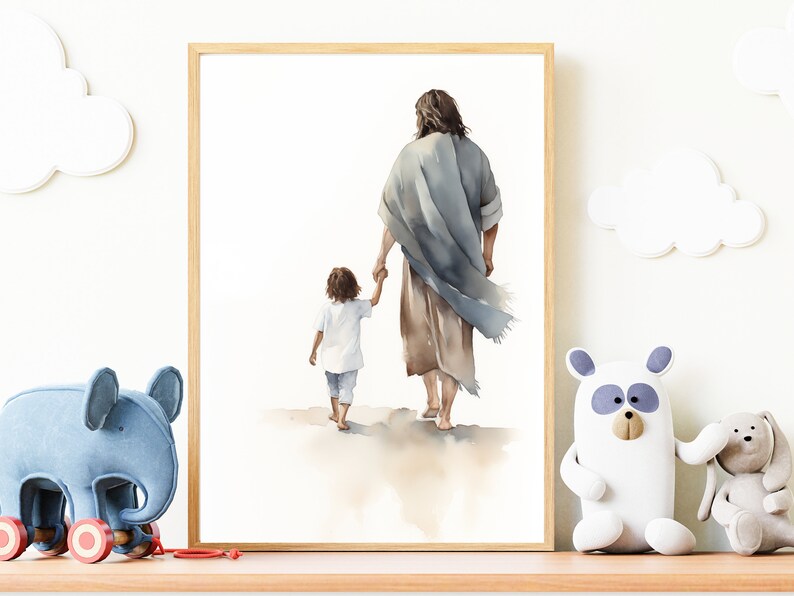 Jesus With a Little Boy, A Child of God, Bible Digital Print ...