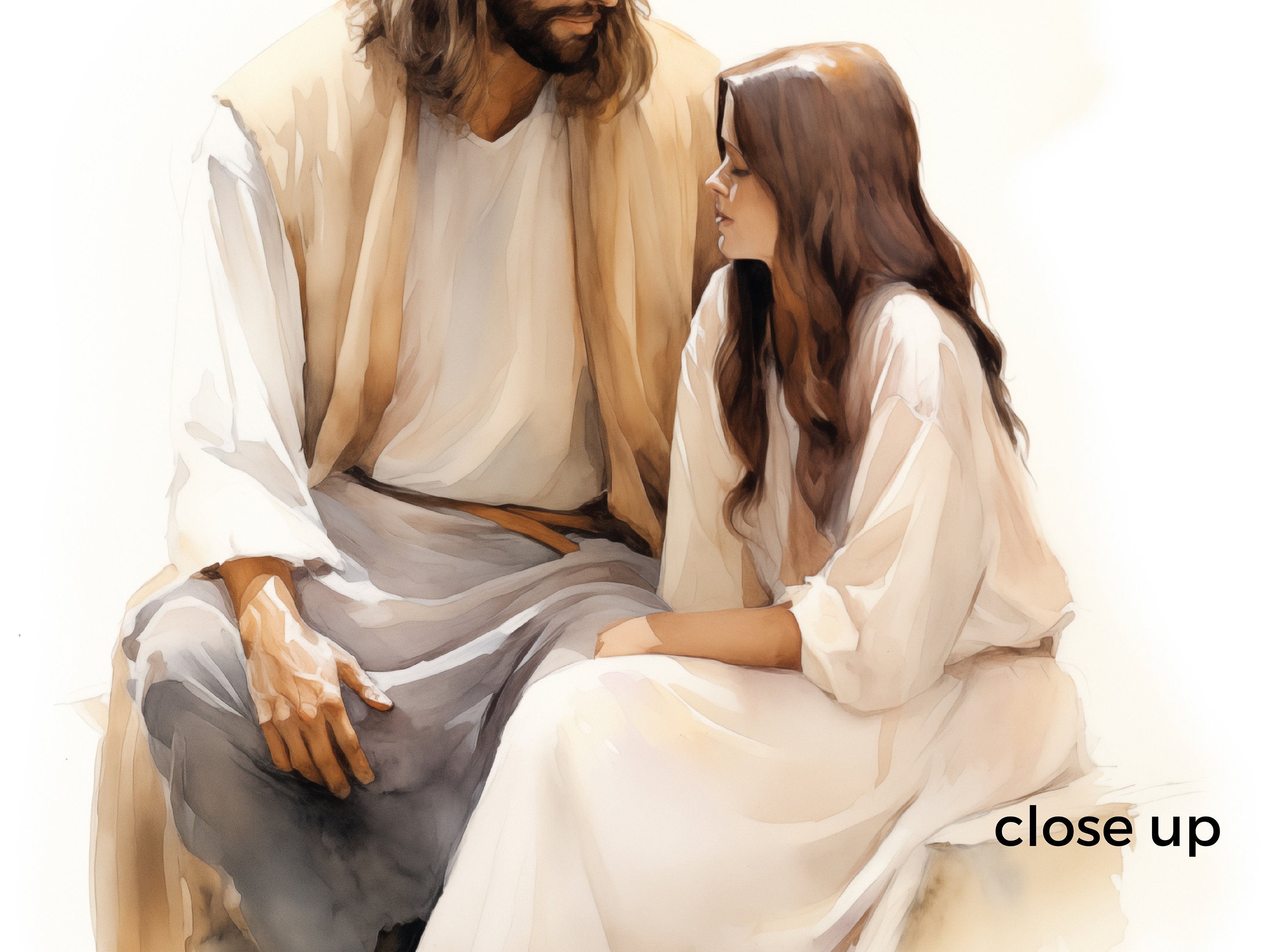 Jesus Heals the Bleeding Woman, Bible Digital Print, Watercolor Wall ...