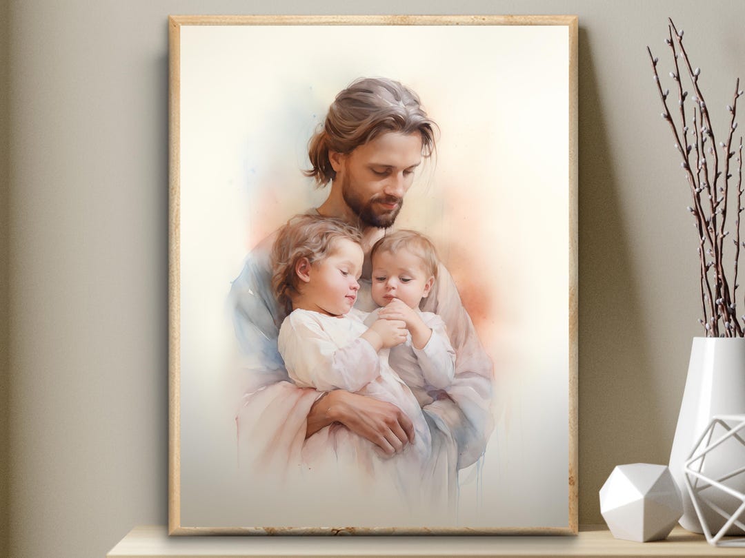Jesus With Twins, Christian Nursery Art, Bible Print (digital Download ...