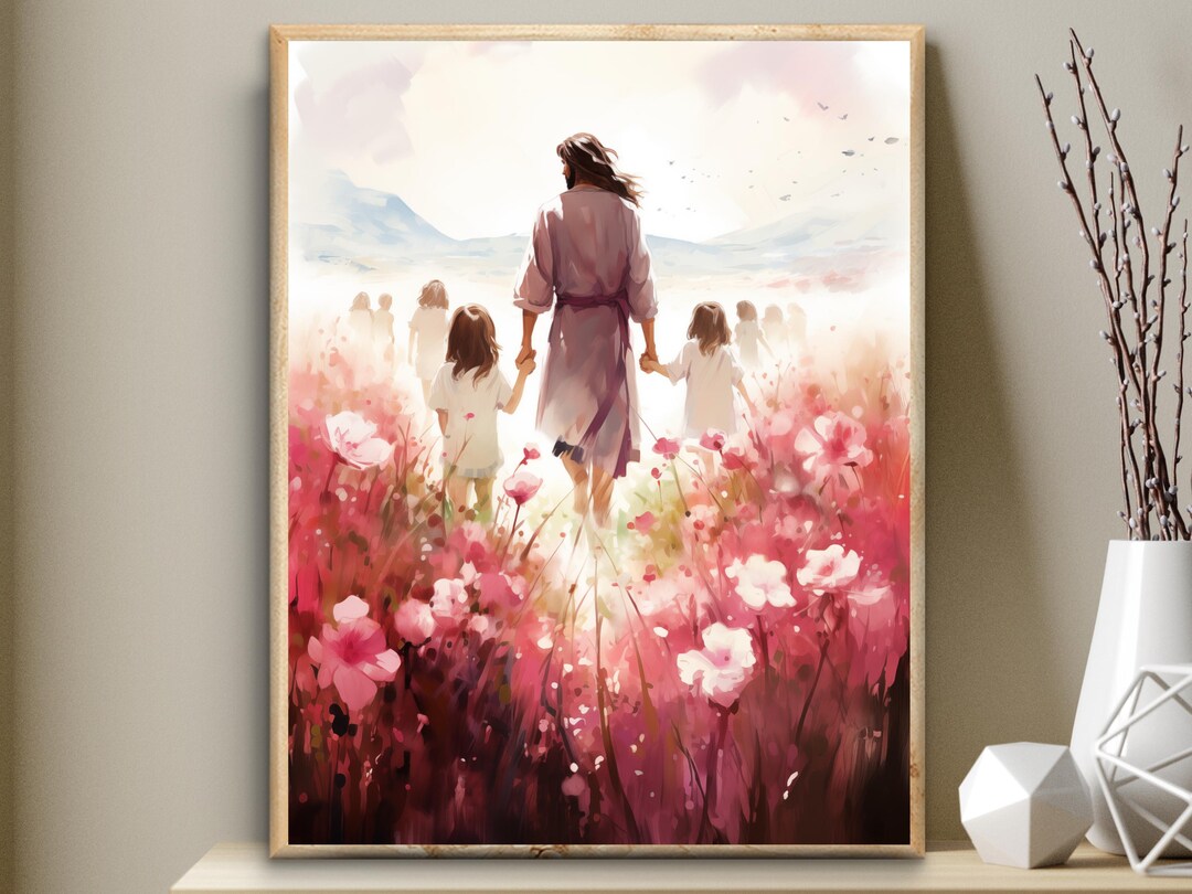 Jesus Christ With Two Sisters, Jesus With Children, Bible Digital Print ...