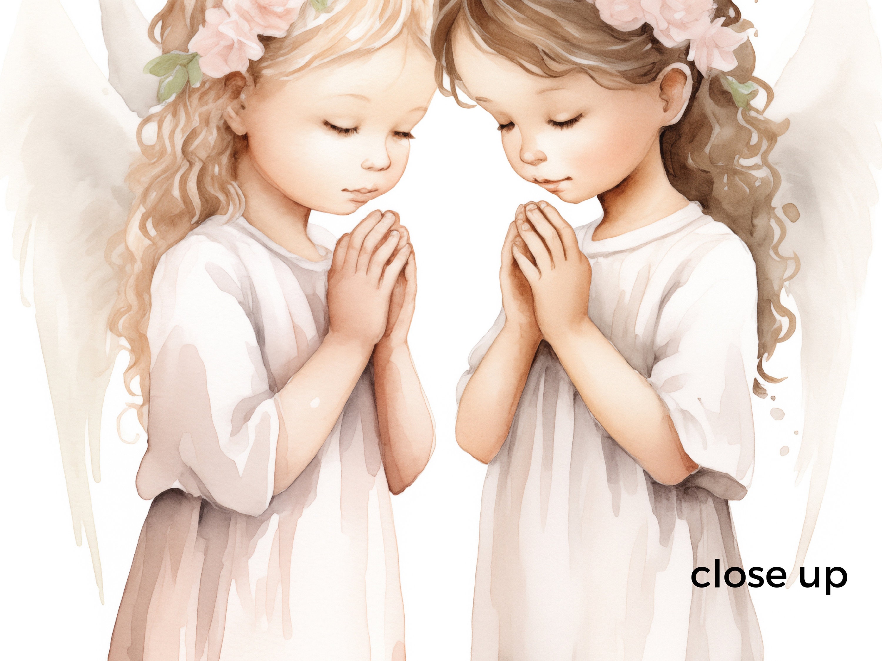 Two Girls Praying, Angel Sisters, A Child of God, Bible Digital Art ...