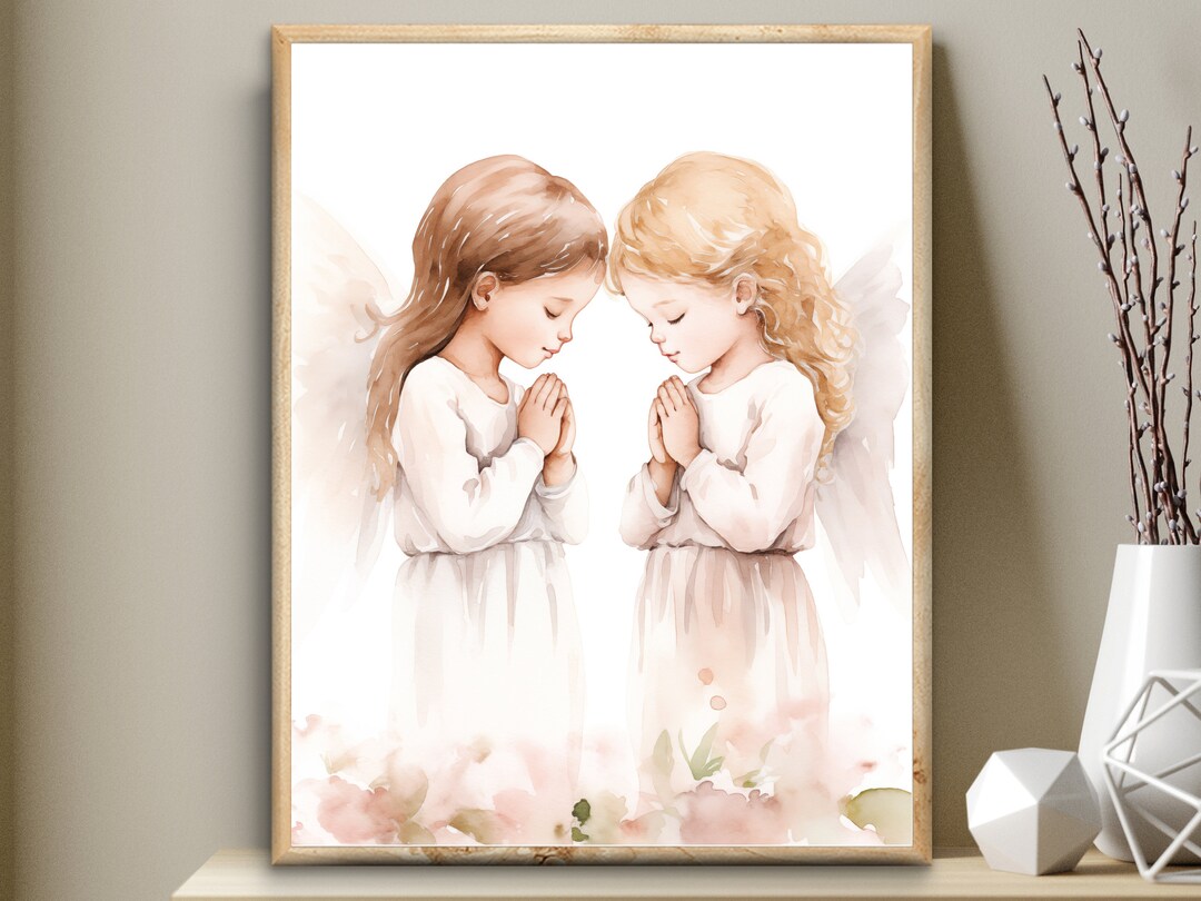 Communion Girls, Sisters, Two Girls Praying, Bible Digital Art ...