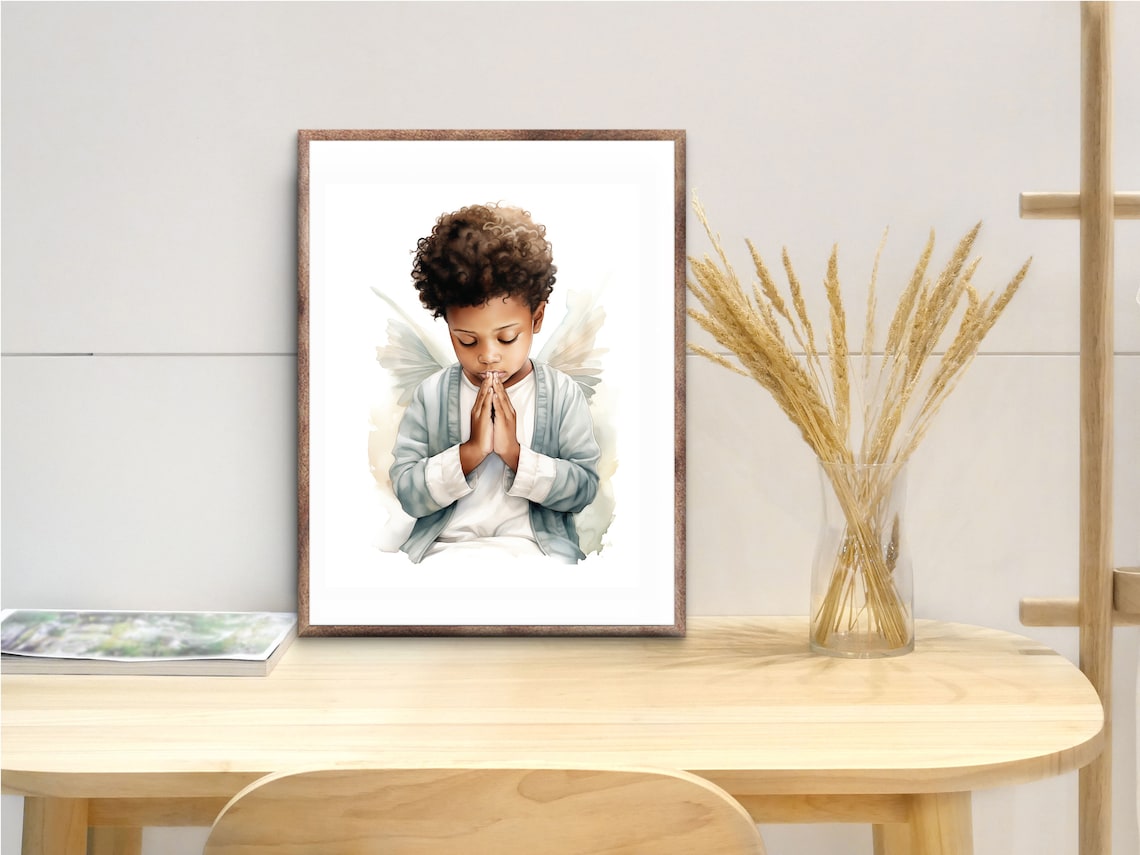 Angel Boy Praying, A Child of God, Dark Skin Boy, African American ...