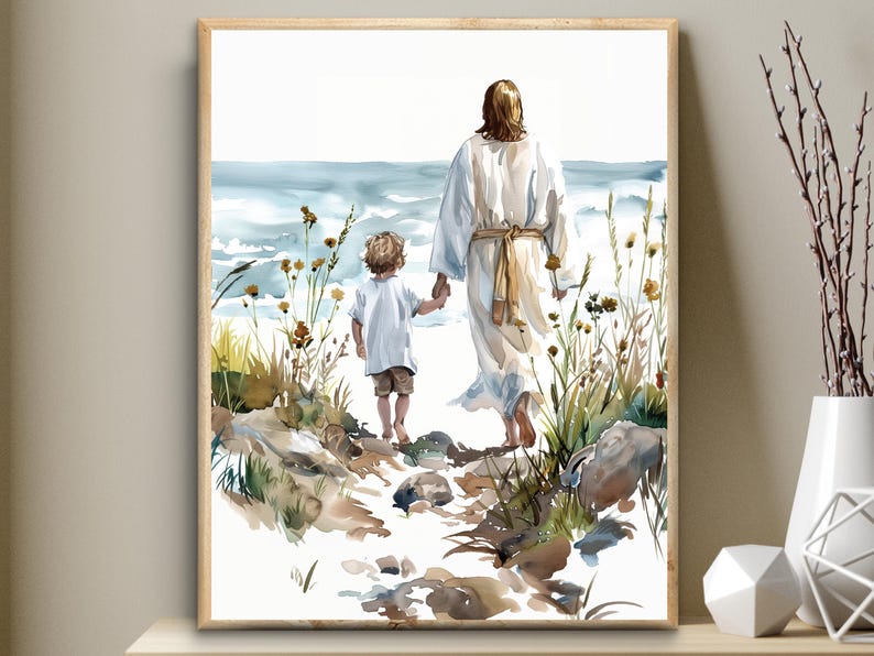 Jesus With a Little Boy, Toddler With Brown Hair, A Child of God, Bible ...