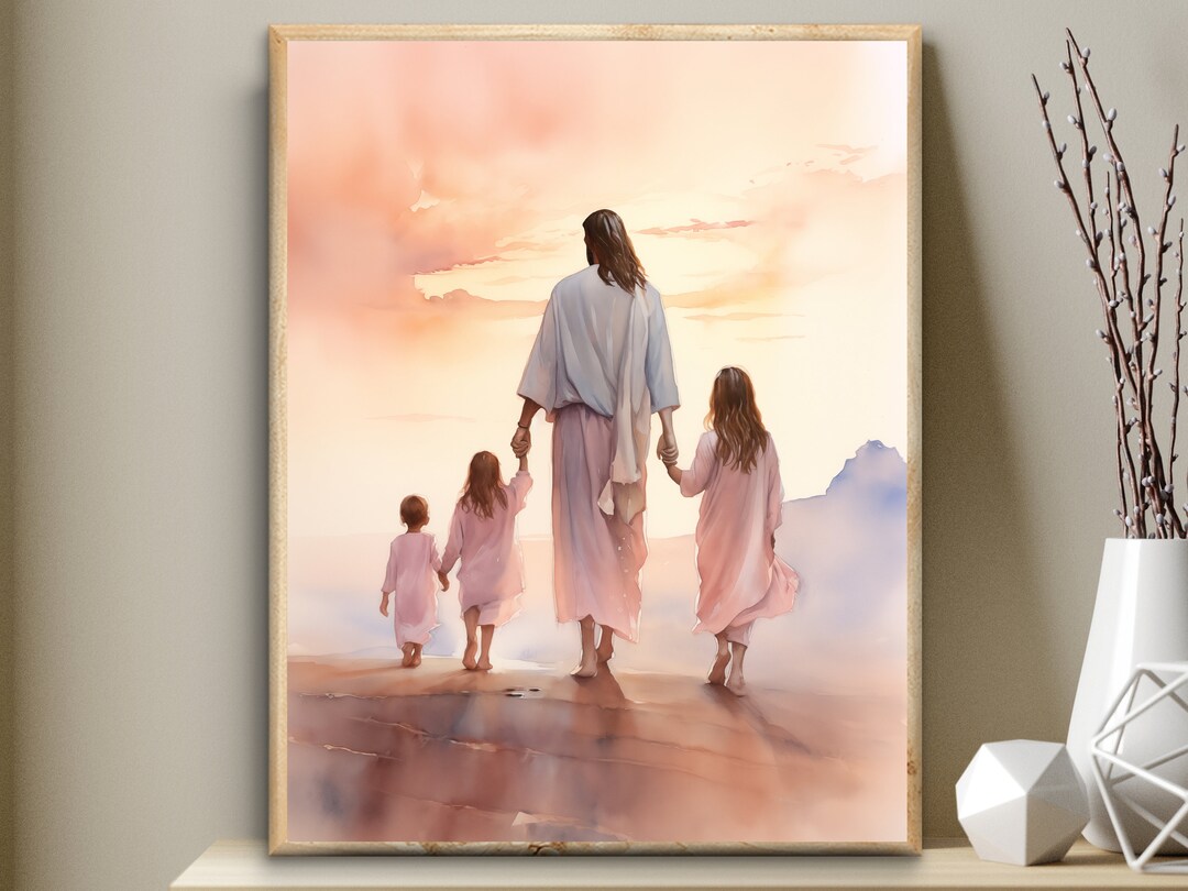 Jesus Christ With Three Sisters, Children, Girls, Digital Print ...