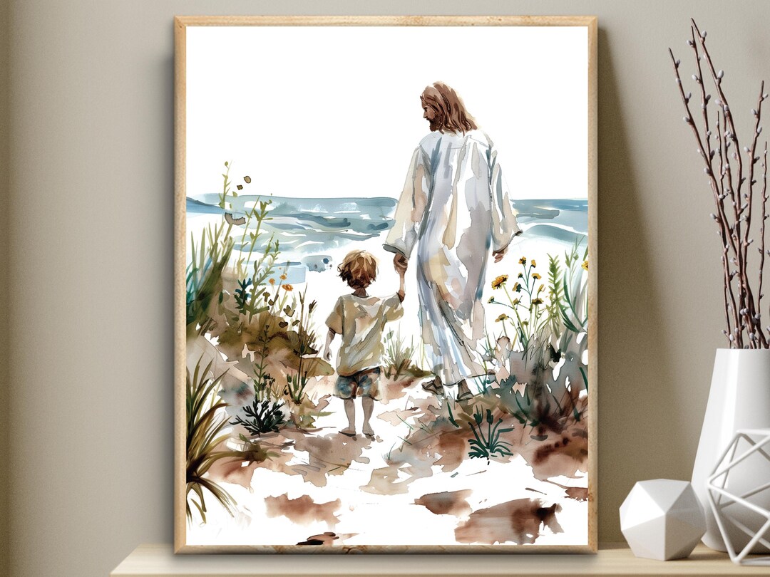 Jesus With a Little Boy, Toddler With Sandy Hair, A Child of God, Bible ...