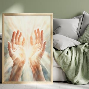 Jesus Christ Hands Offering Light, Inspirational Bible Digital Print ...