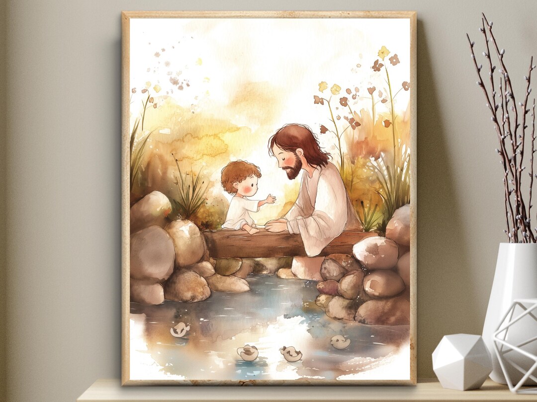 Jesus With a Little Boy, A Child of God, Bible Digital Print ...