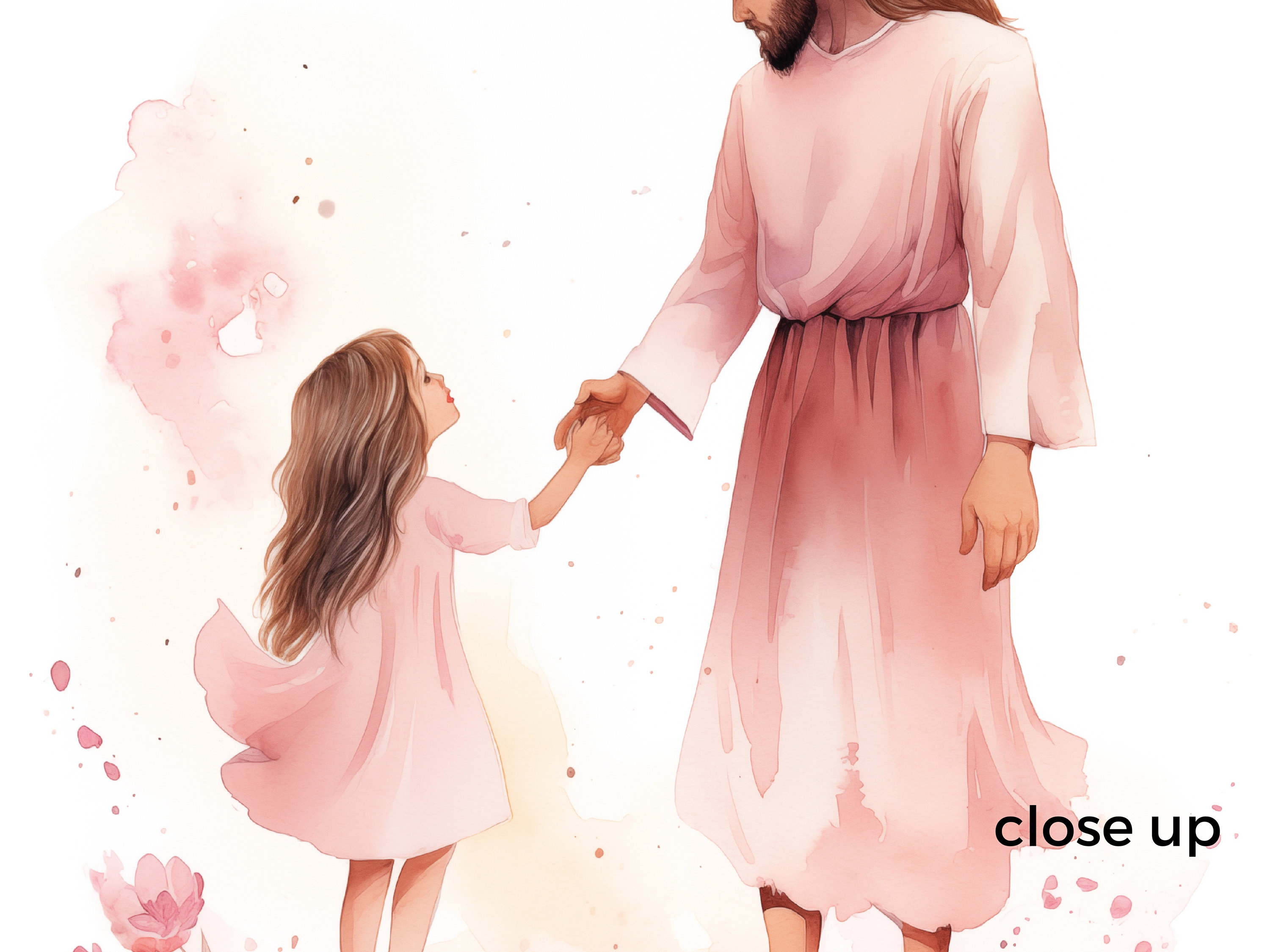 Jesus Christ With a Girl Child Printable, Bible Digital Print, Walk ...