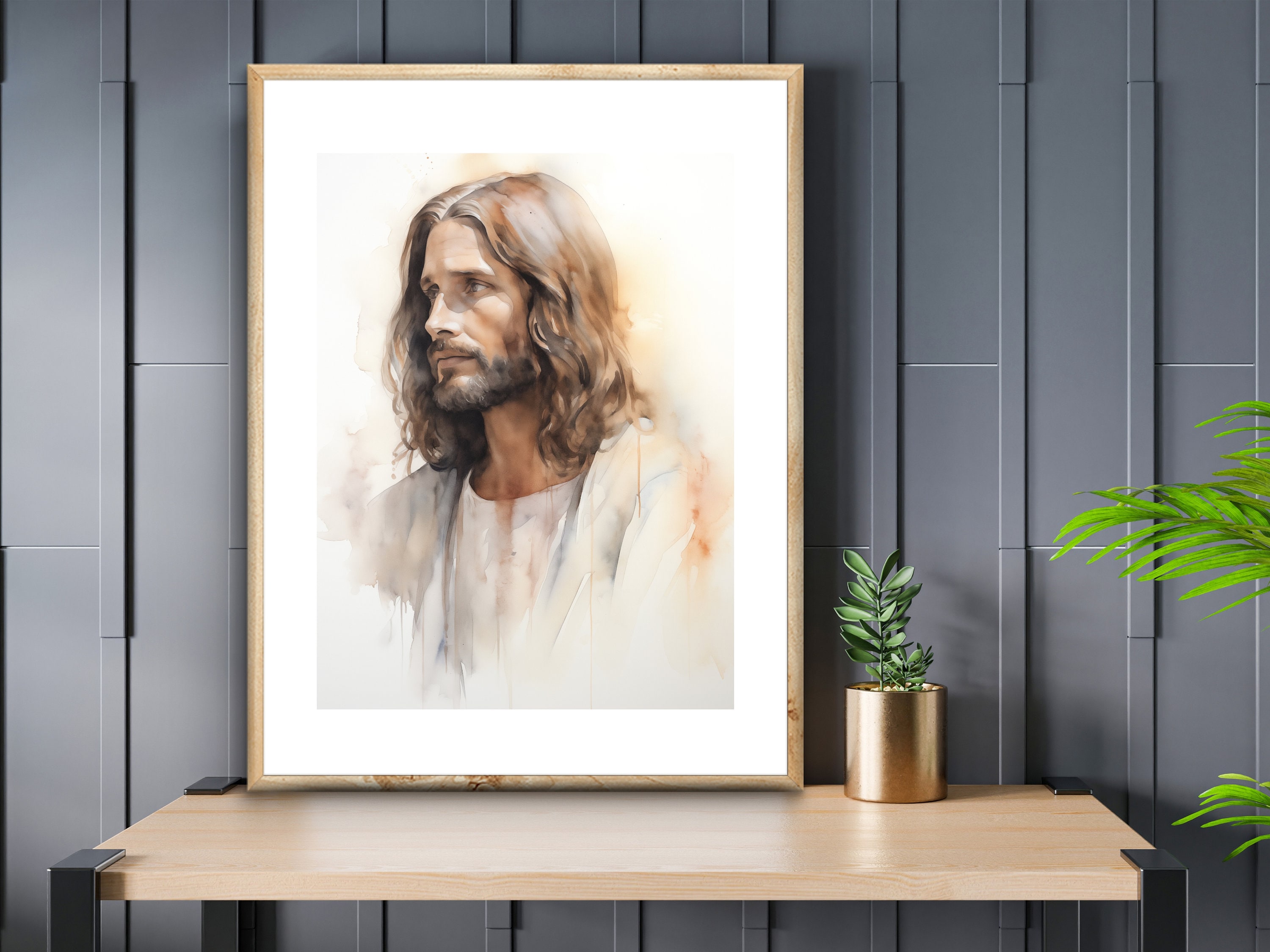 Jesus Christ Portrait Watercolor Art, Modern Jesus Digital Printable ...