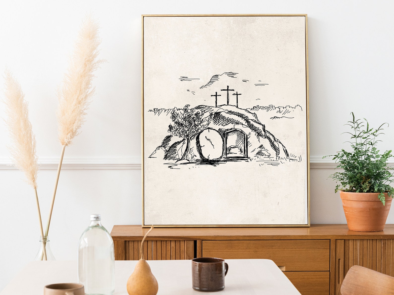 Jesus Christ in His Tomb Ink Sketch Print | Jesus Art | Bible Digital ...