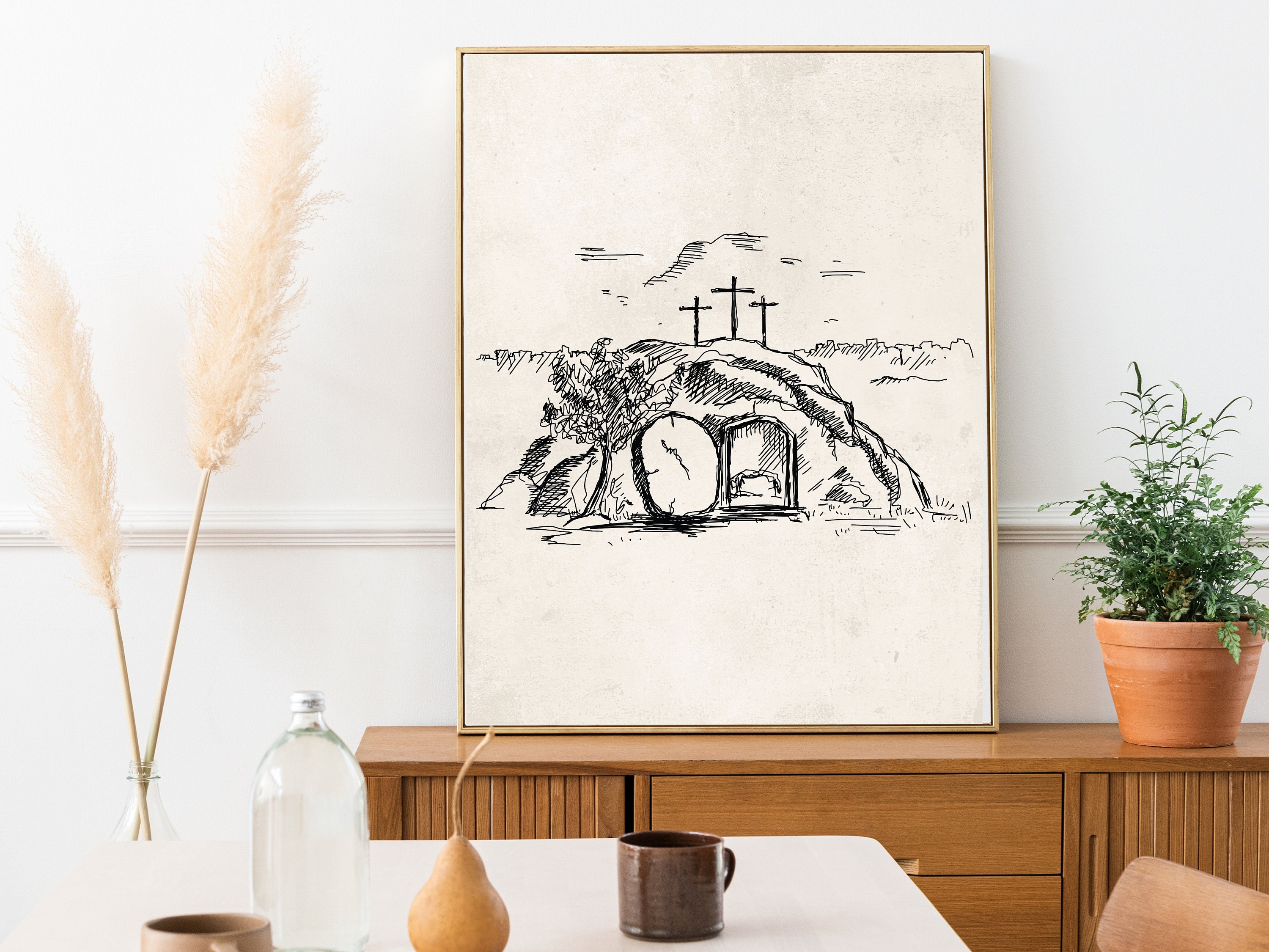 Jesus Christ in His Tomb Ink Sketch Print Jesus Art Bible Digital ...