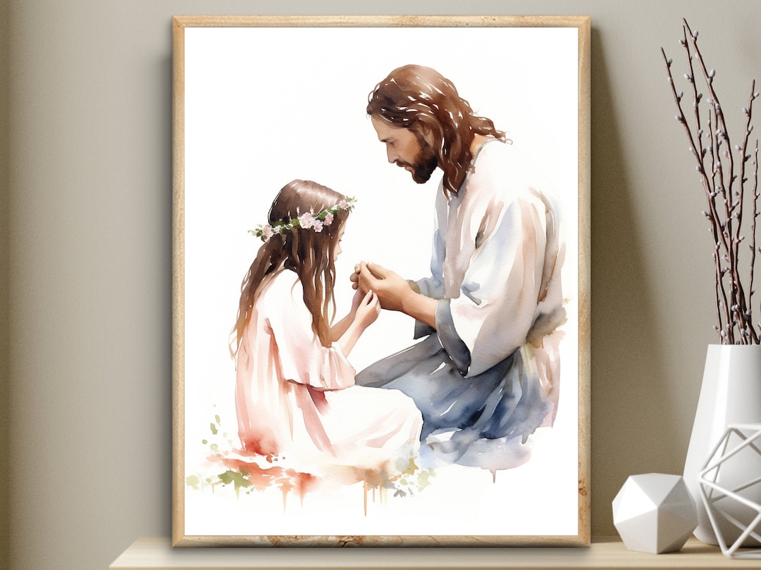 Jesus With Girl Printable, I Am a Child of God, Jesus Watercolor ...
