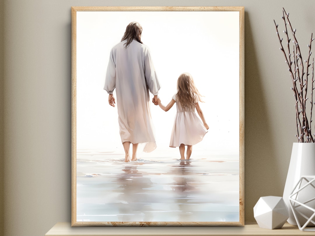 Jesus Christ With a Blonde Little Girl, Bible Digital Print, A Child of ...