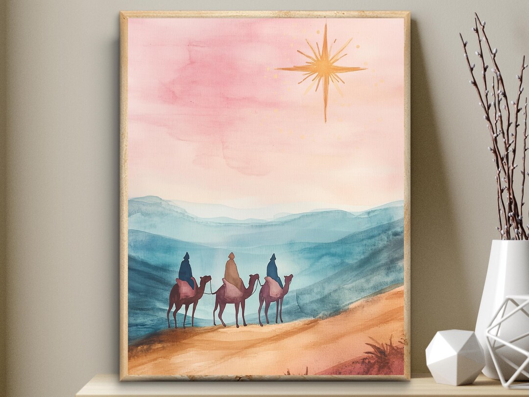 Three Wise Men Nativity Print, Christmas Wall Art Bible Digital Art ...