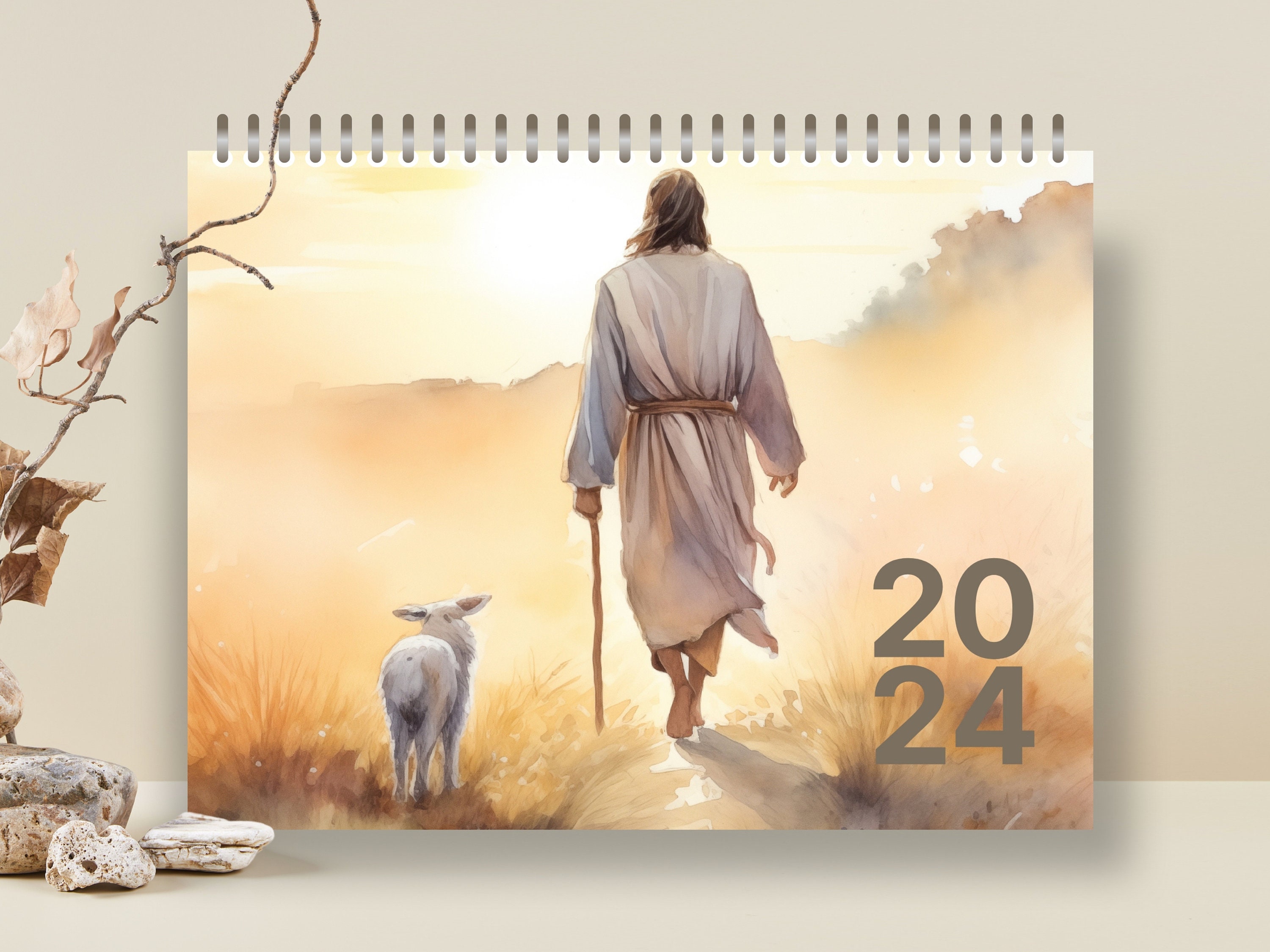 2024 Christian Calendar Printable, Instant Download, Jesus Prints and ...
