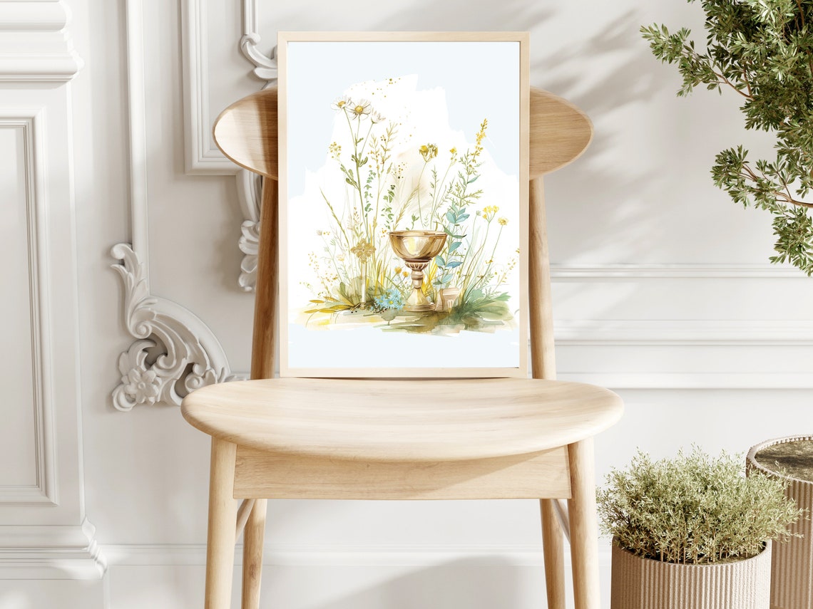 Sacred Chalice Holy Communion, Modern Digital Wall Art, Bible Digital ...