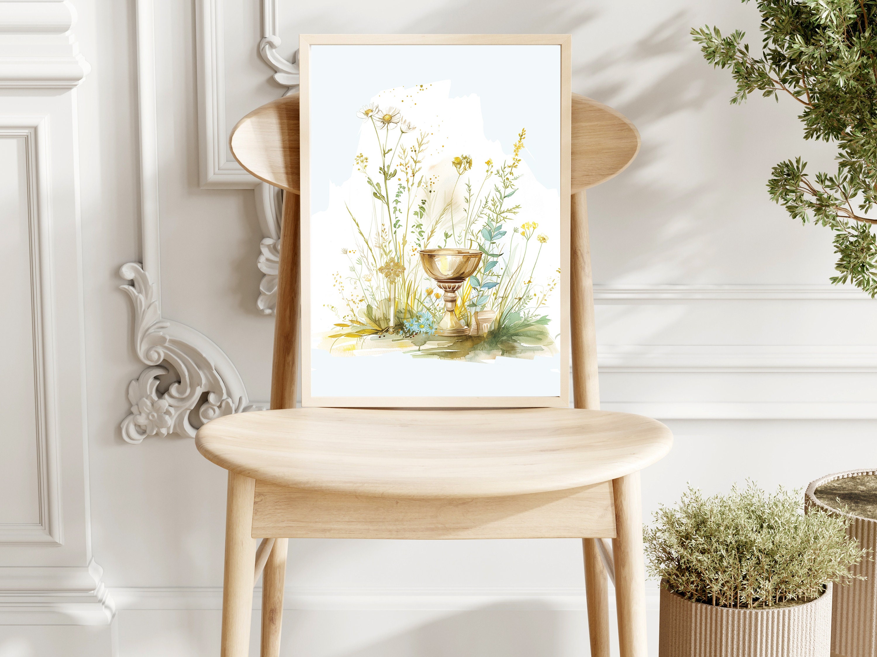 Sacred Chalice Holy Communion, Modern Digital Wall Art, Bible Digital ...