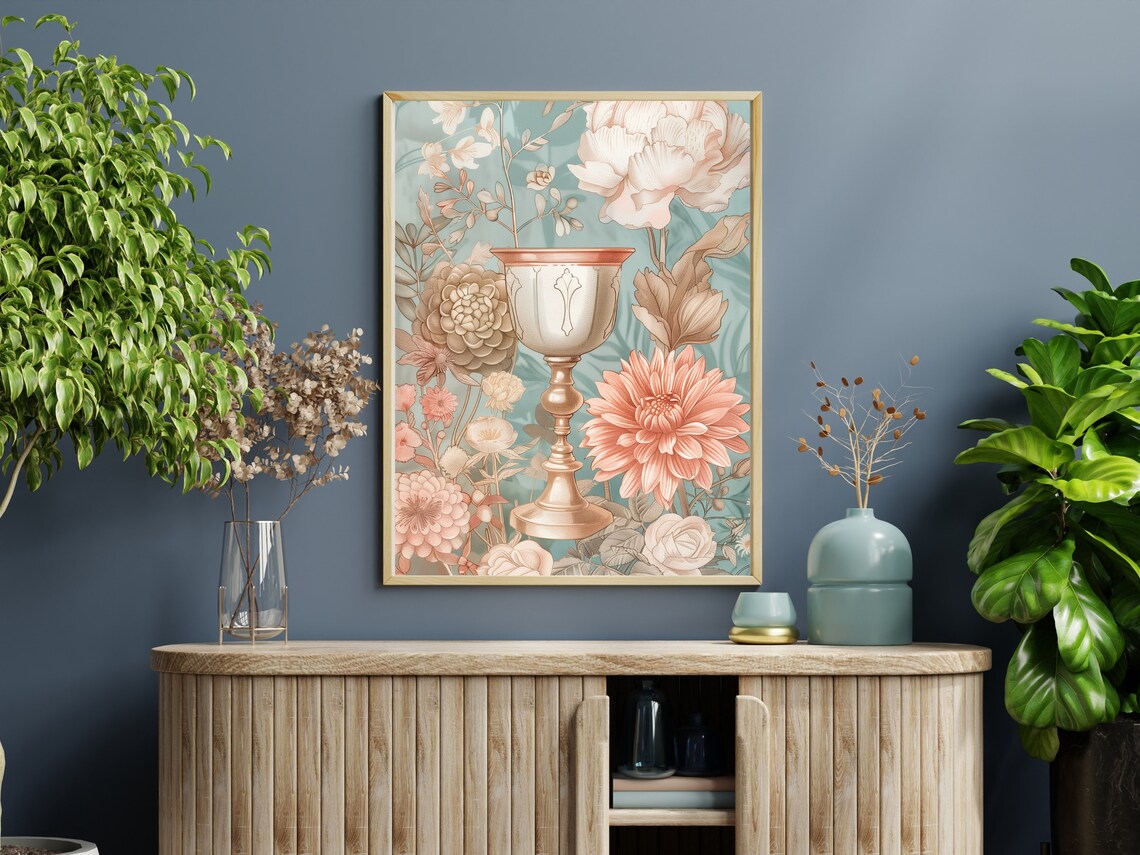 Sacred Chalice Holy Communion, Modern Digital Wall Art, Bible Digital ...