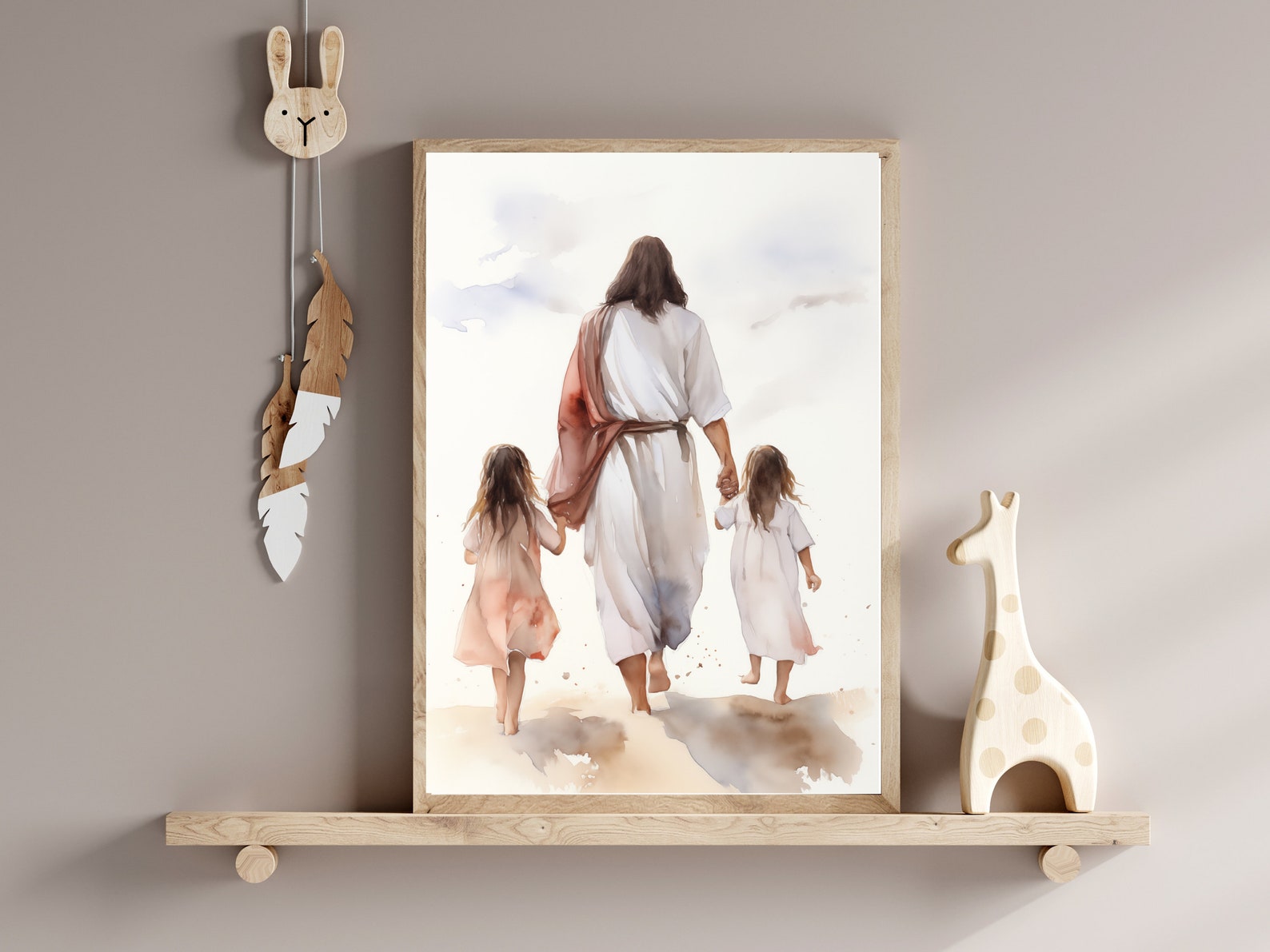 Sister Girls With Jesus, Twins, Two Girls, Bible Digital Print, A Child ...