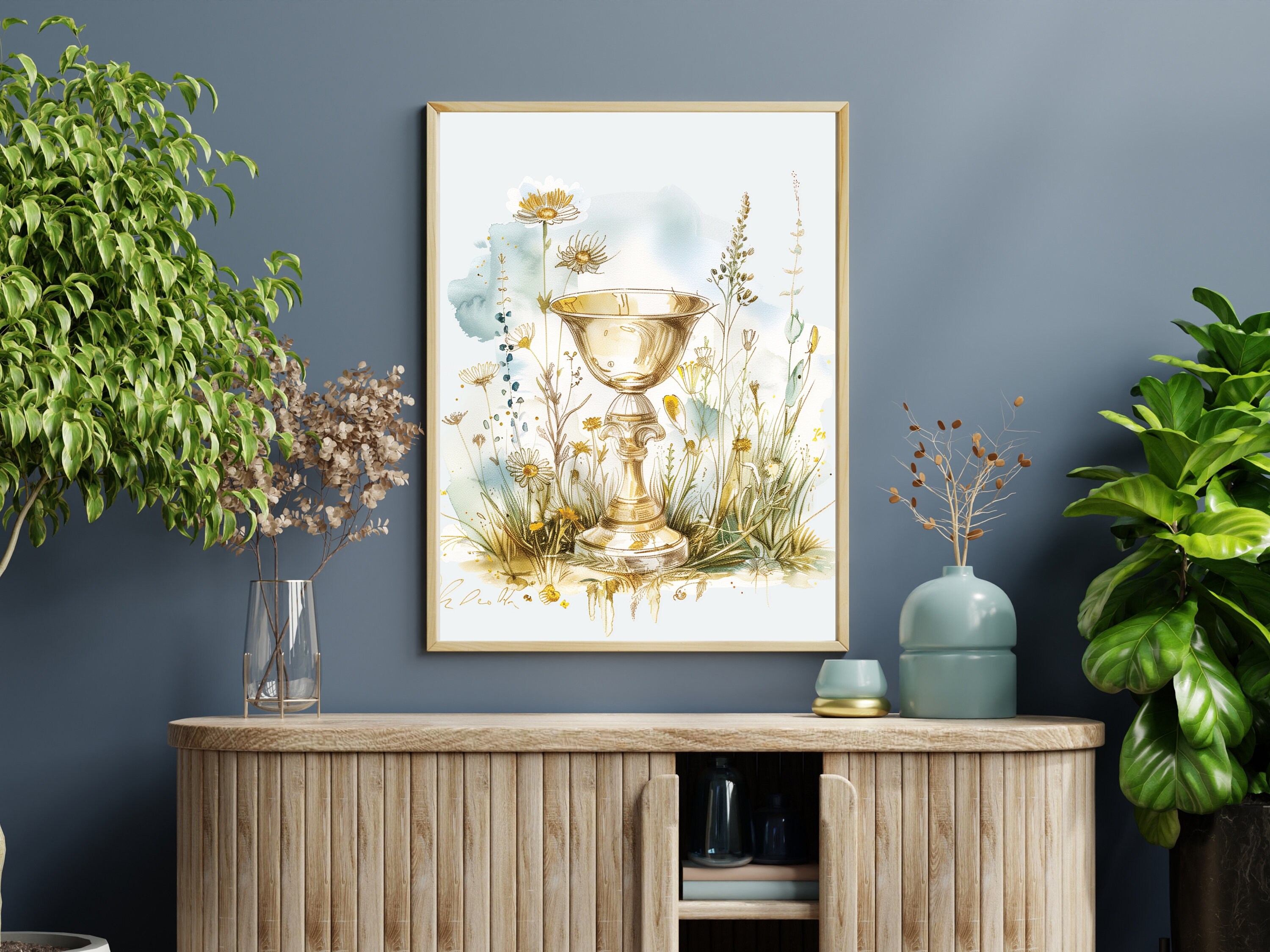Sacred Chalice Holy Communion, Modern Digital Wall Art, Bible Digital ...