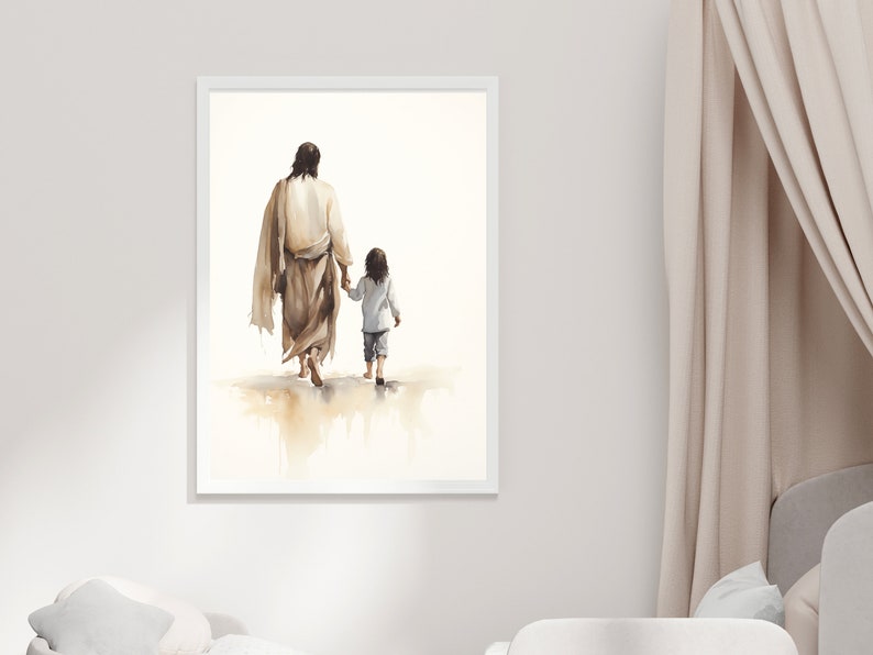 Jesus With a Boy, A Child of God, Bible Digital Print, Watercolor Wall ...