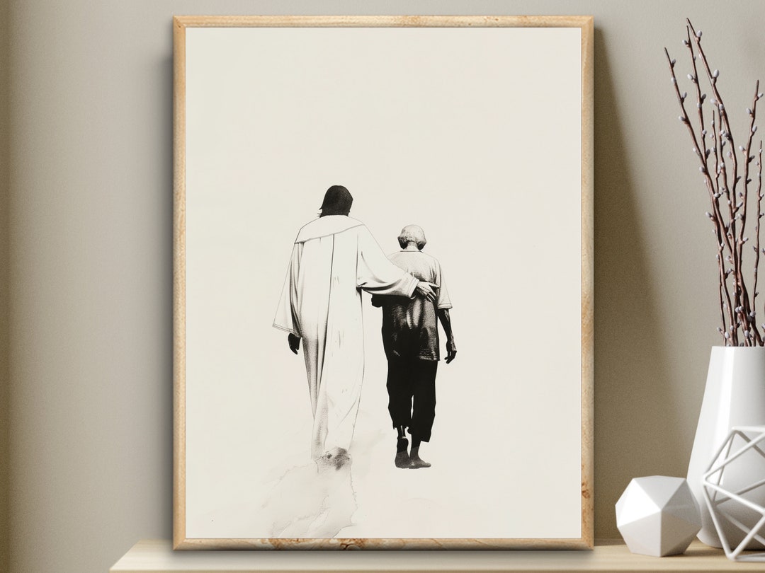 Guide Me to Heaven, Jesus Art Ink Sketch Printable, Bible Digital Print ...