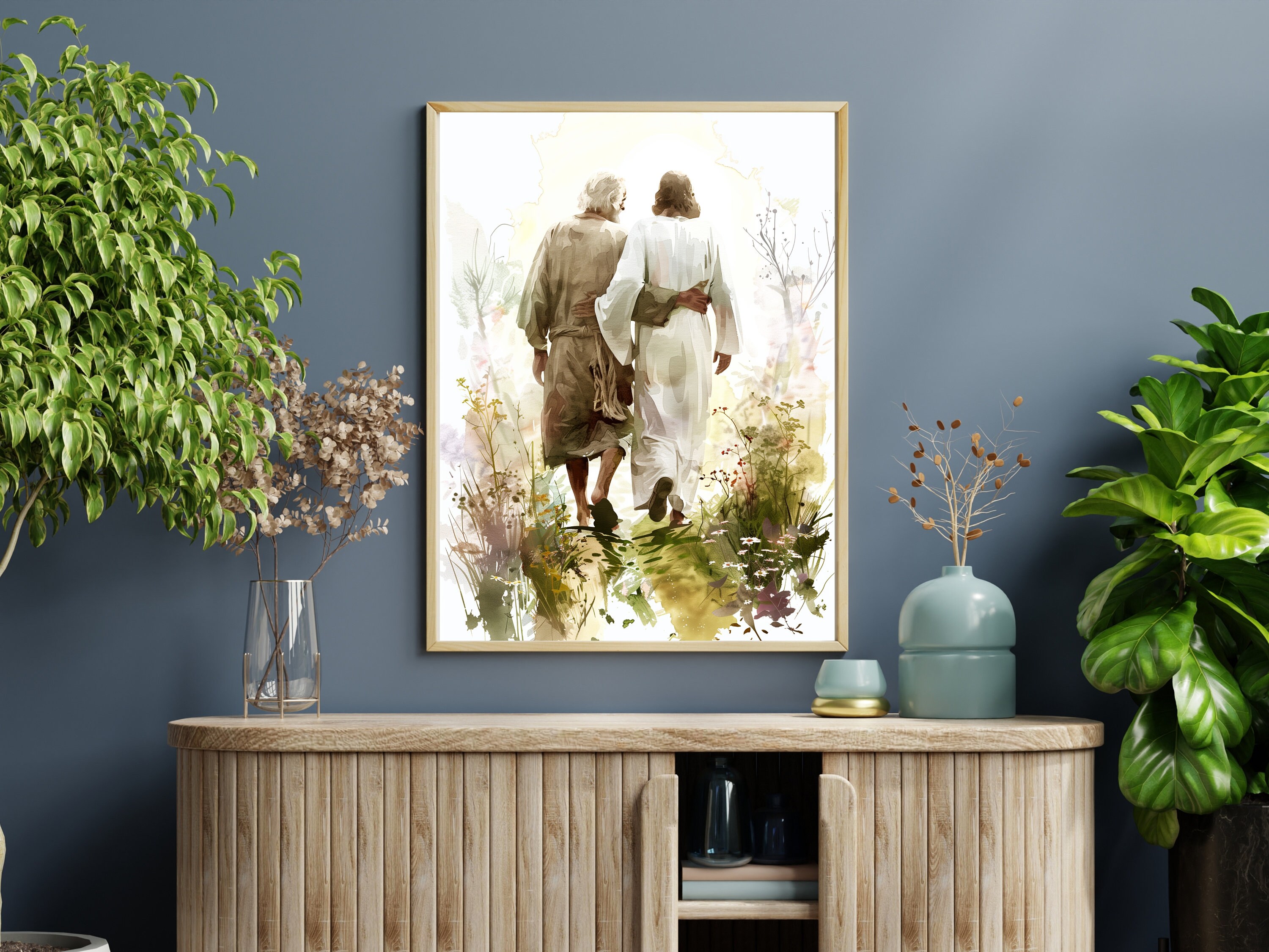 Safe in His Arms, Jesus With a Senior Man, Art Printable, Bible Digital ...