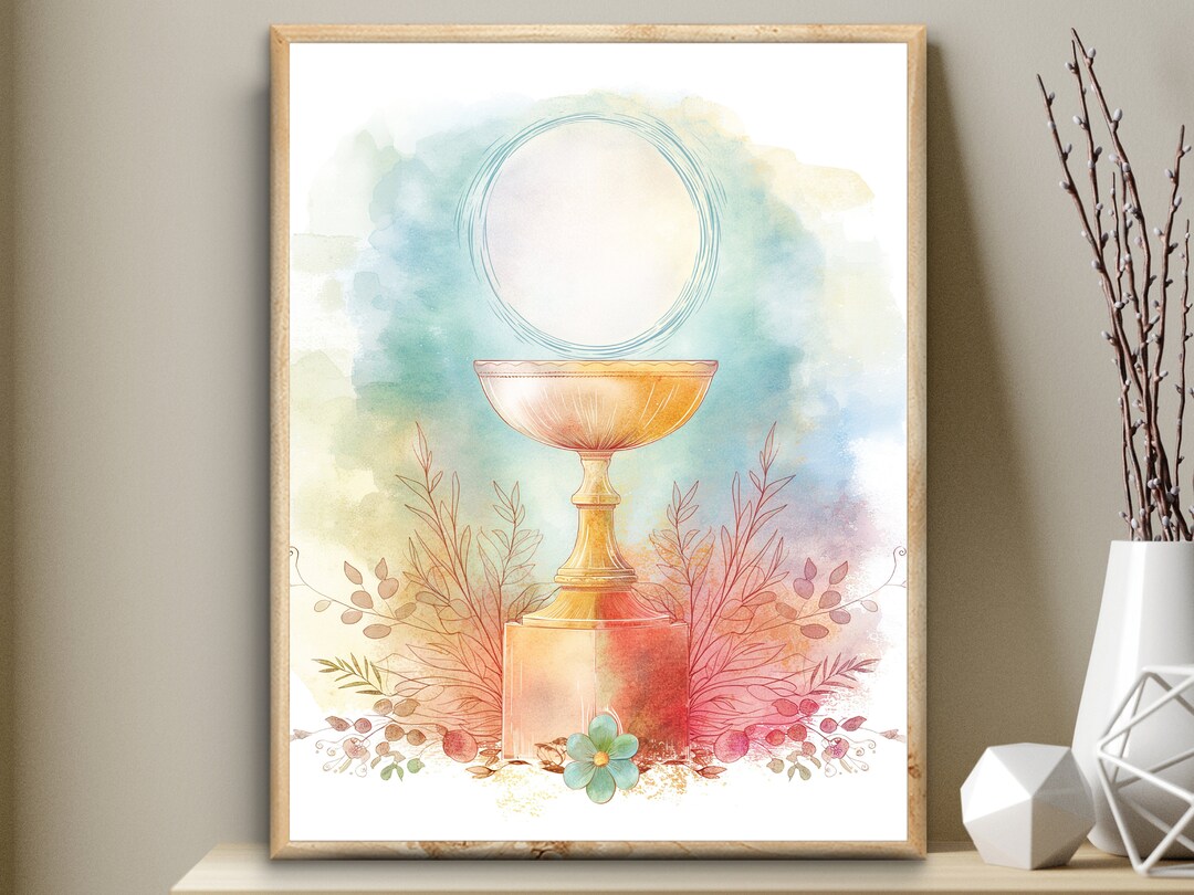Sacred Chalice and Host, Modern Digital Wall Art, Bible Digital Print ...