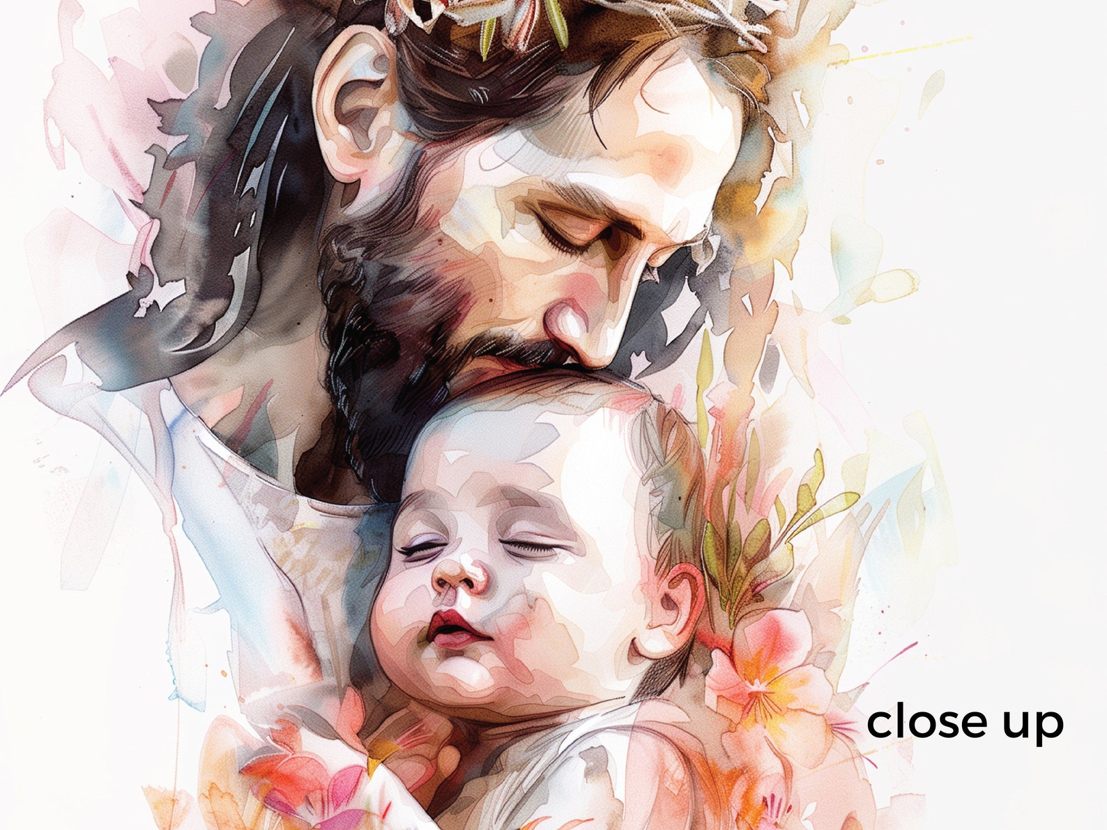 Jesus With Baby, Newborn Wildflowers Printable, Bible Digital Print, A ...