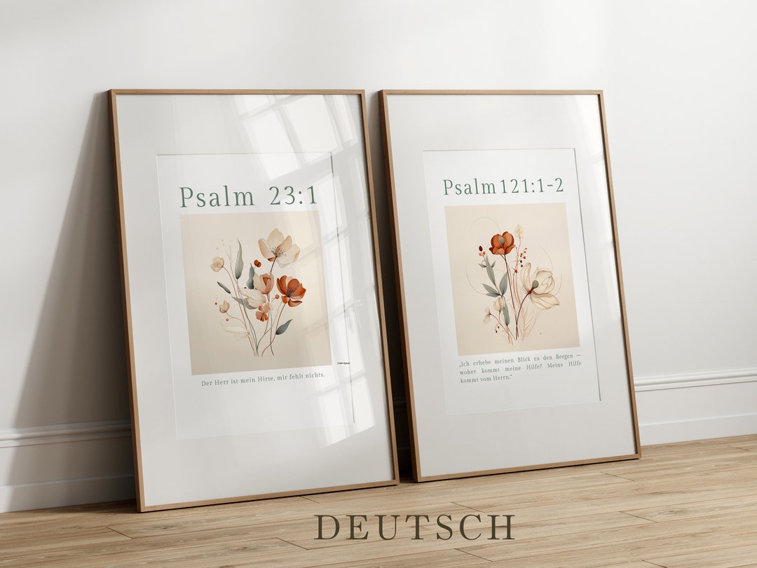 GERMAN Psalm 23 Psalm 121 Set of 2 Christian Prints, Christian Decor ...