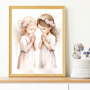 Two Girls Praying, Angel Sisters, A Child of God, Bible Digital Art ...