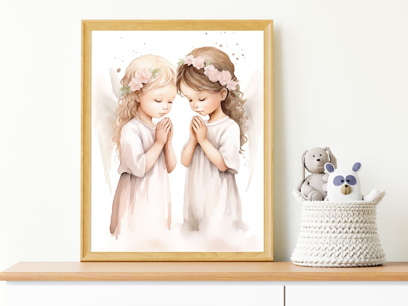 Two Girls Praying, Angel Sisters, A Child of God, Bible Digital Art ...