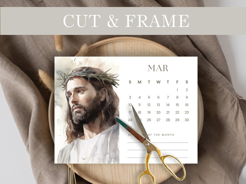 2024 Christian Calendar Printable, Instant Download, Jesus Prints and ...