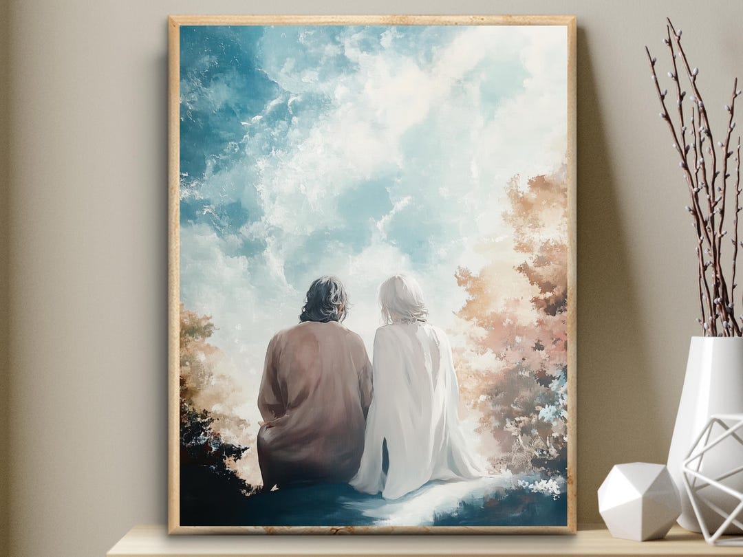 Jesus and Old Woman in Heaven Art Print: Remembrance Wall Art (digital ...