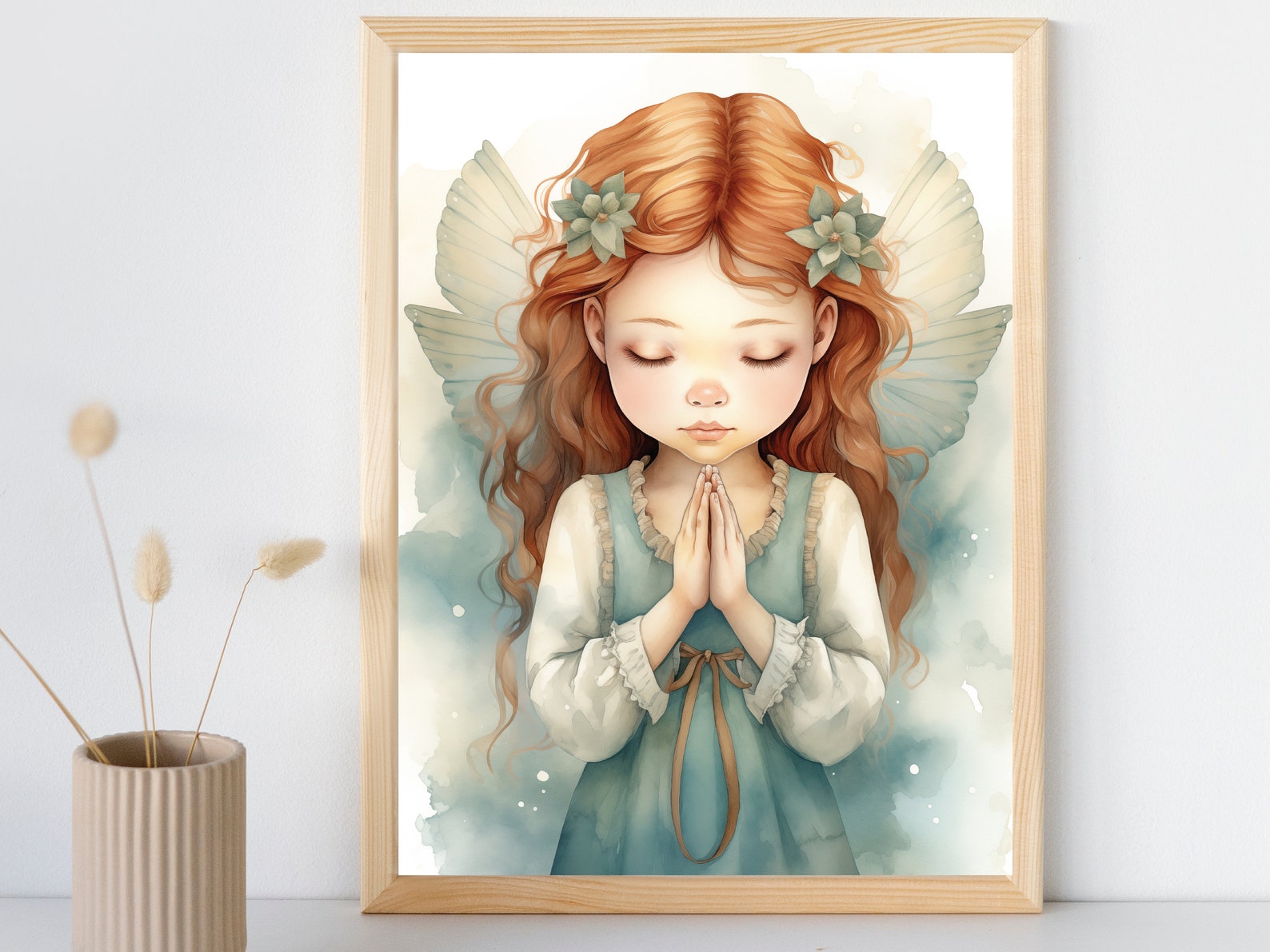 Bible Gift for Girl, Boho Ginger Hair Praying Angel Girl Printable ...