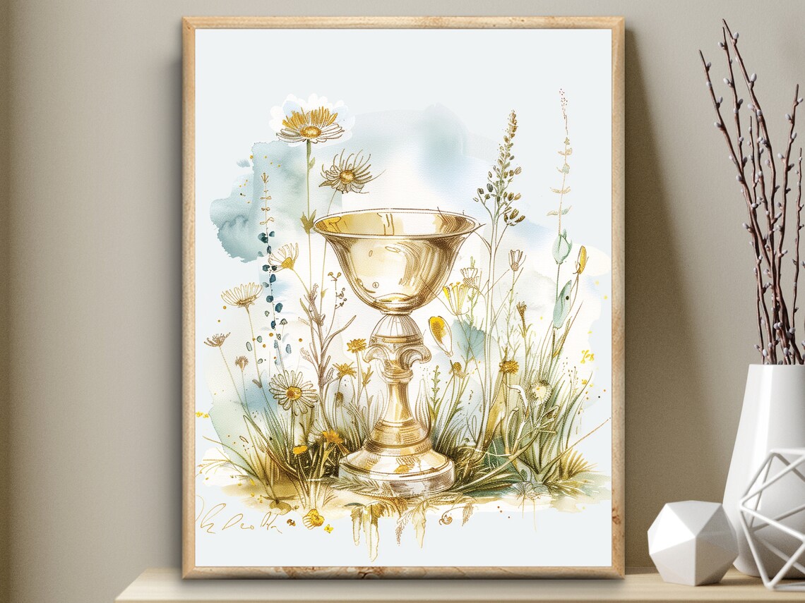 Sacred Chalice Holy Communion, Modern Digital Wall Art, Bible Digital ...