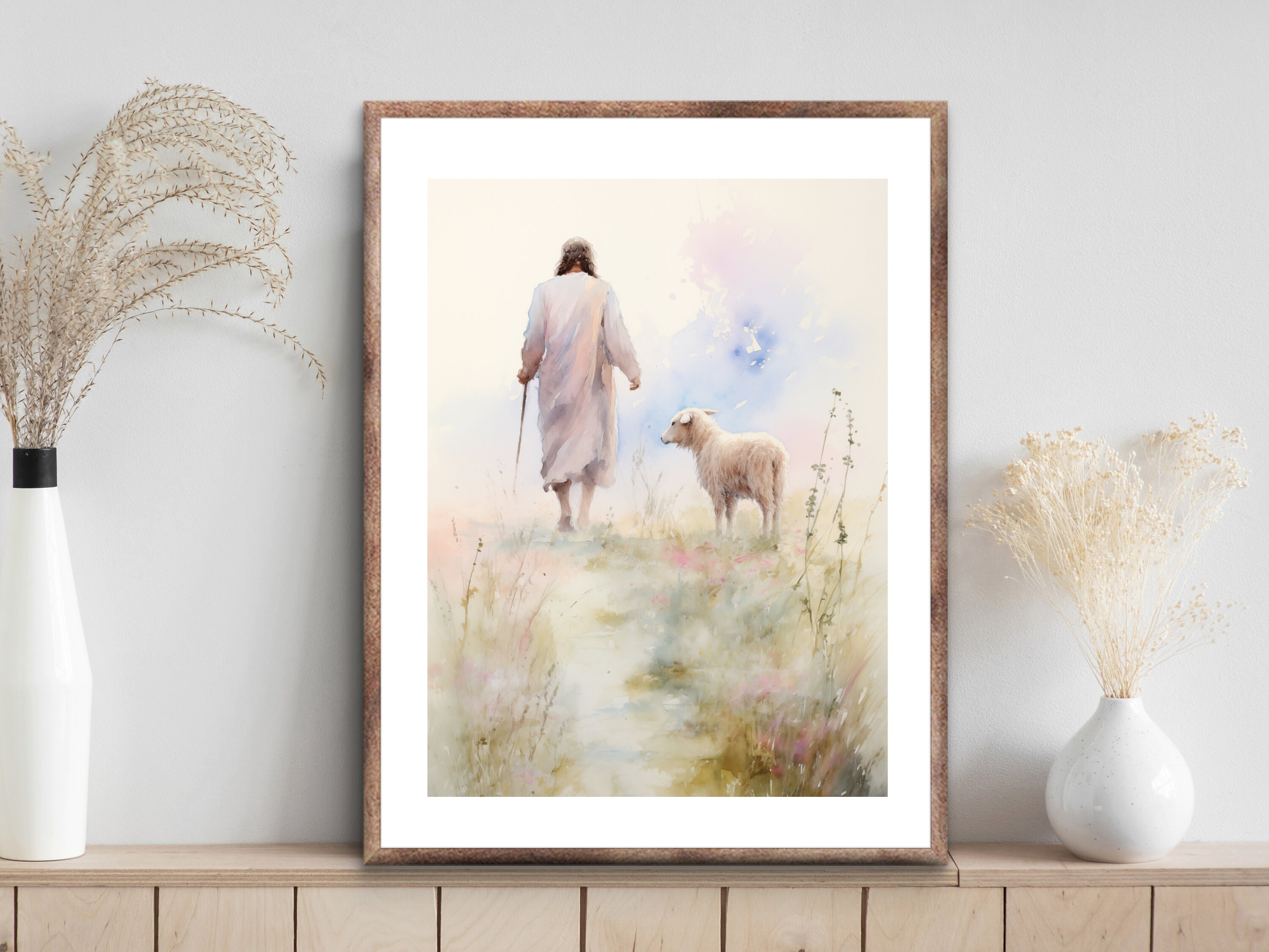 Jesus Leaves the 99 Parable of the Lost Sheep Watercolor - Etsy