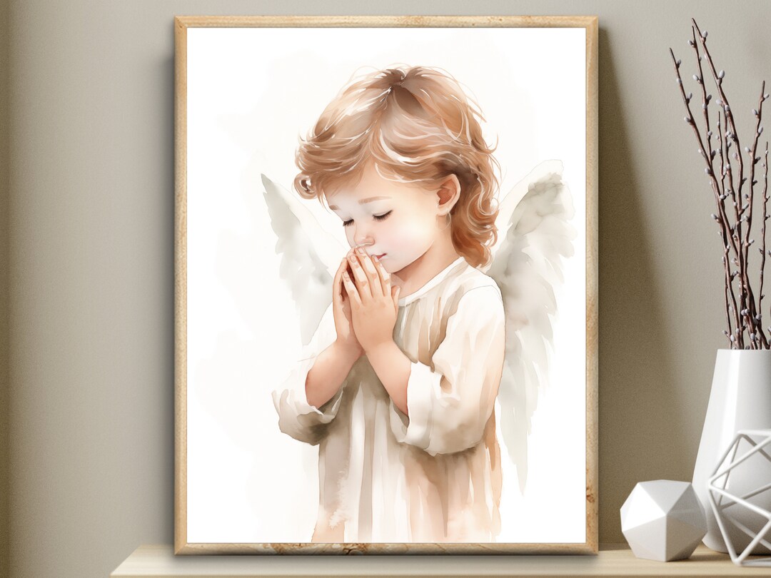 Angel Boy Praying, Angel of God, Divine Protection, Bible Digital Art ...