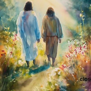 Jesus Walking With a Man, Art Printable, Bible Digital Print ...