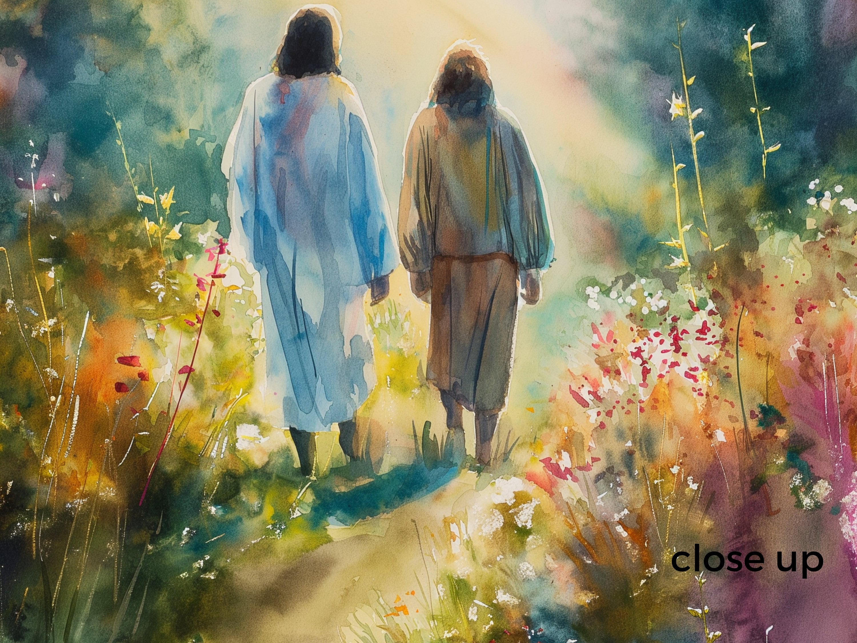 Jesus Walking With a Man, Art Printable, Bible Digital Print ...