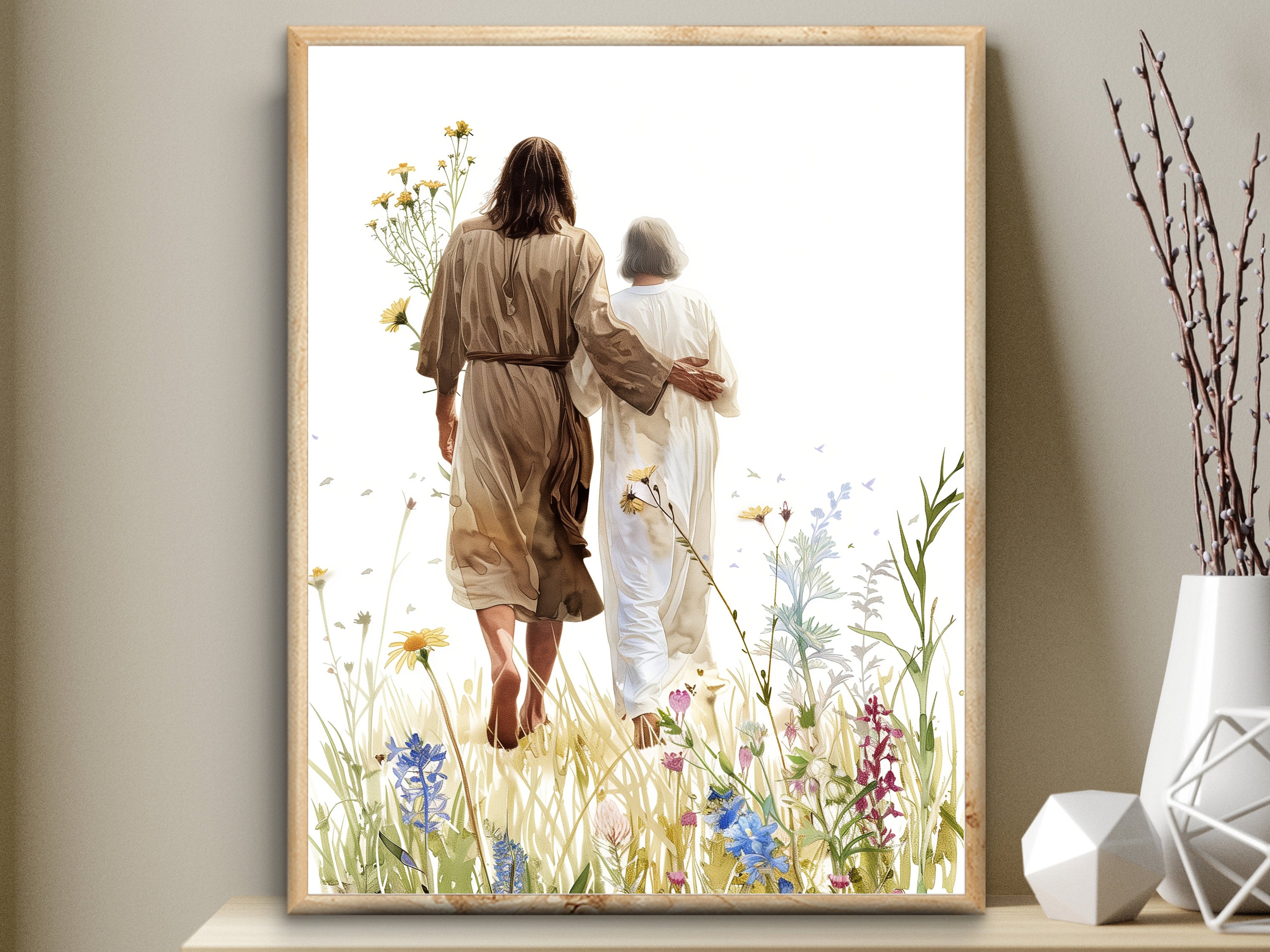 Safe in His Arms, Jesus With a Senior Woman, Transitioning Art ...