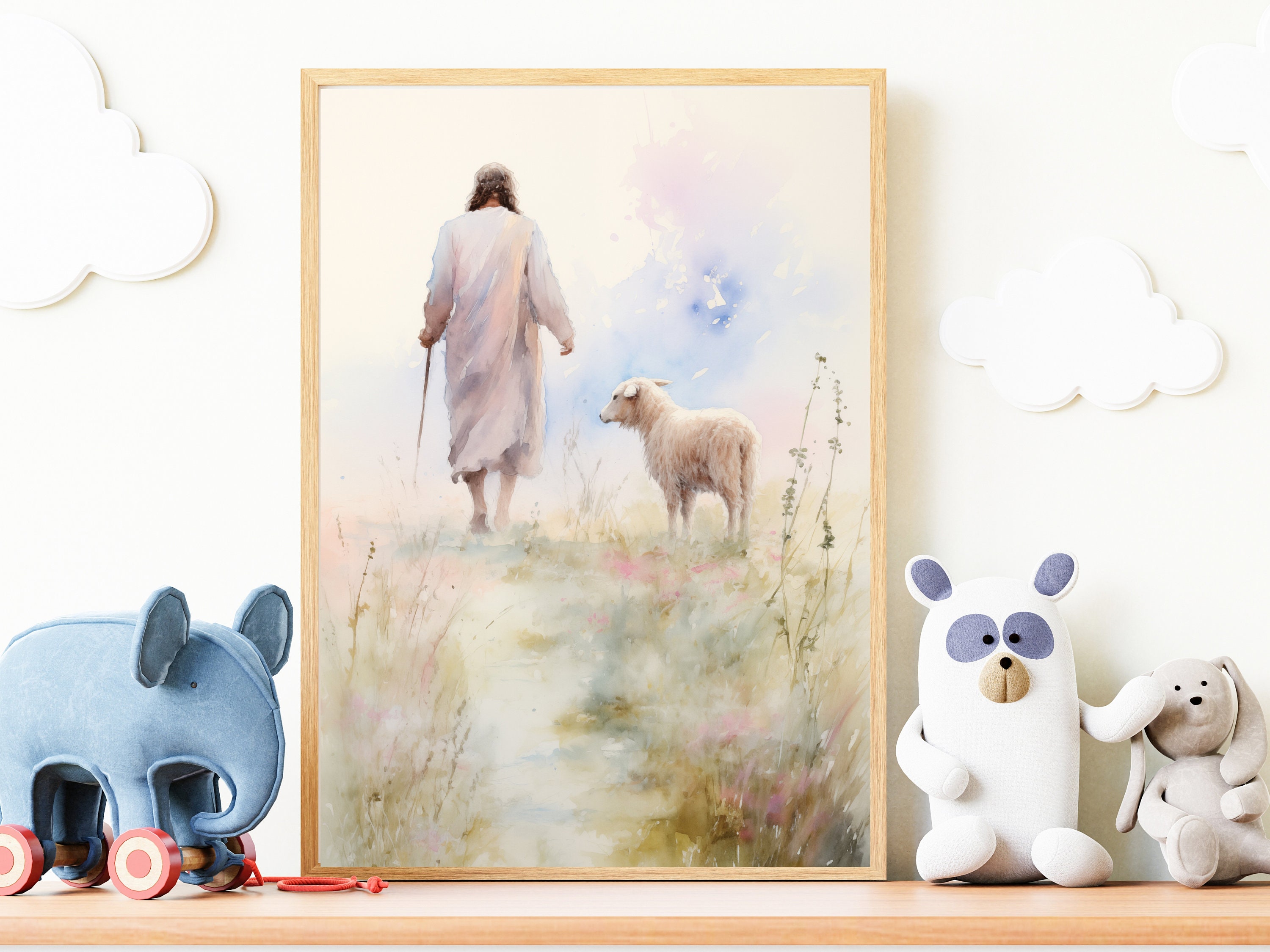 Jesus Leaves the 99 Parable of the Lost Sheep Watercolor - Etsy