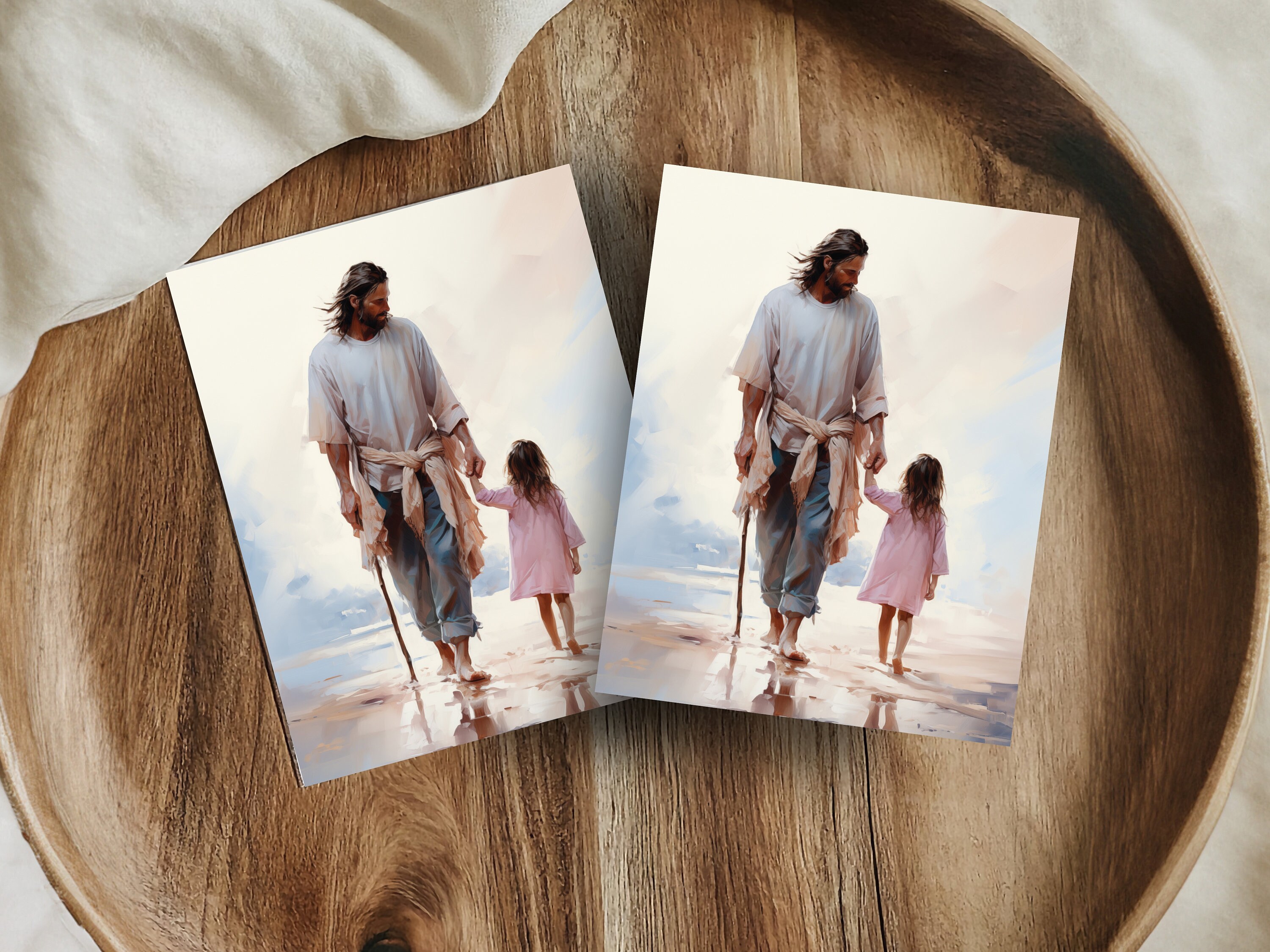 Follow Me, Jesus Christ With a Girl in Pink, Brown Hair Printable ...