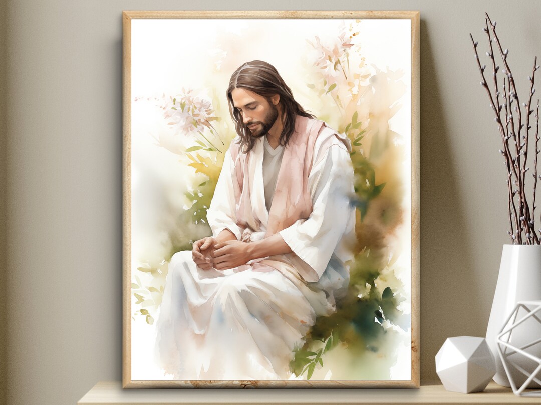 Jesus Praying in the Garden of Gethsemane, Bible Digital Print, Jesus ...