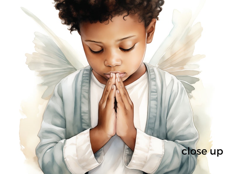 Angel Boy Praying, A Child of God, Dark Skin Boy, African American ...