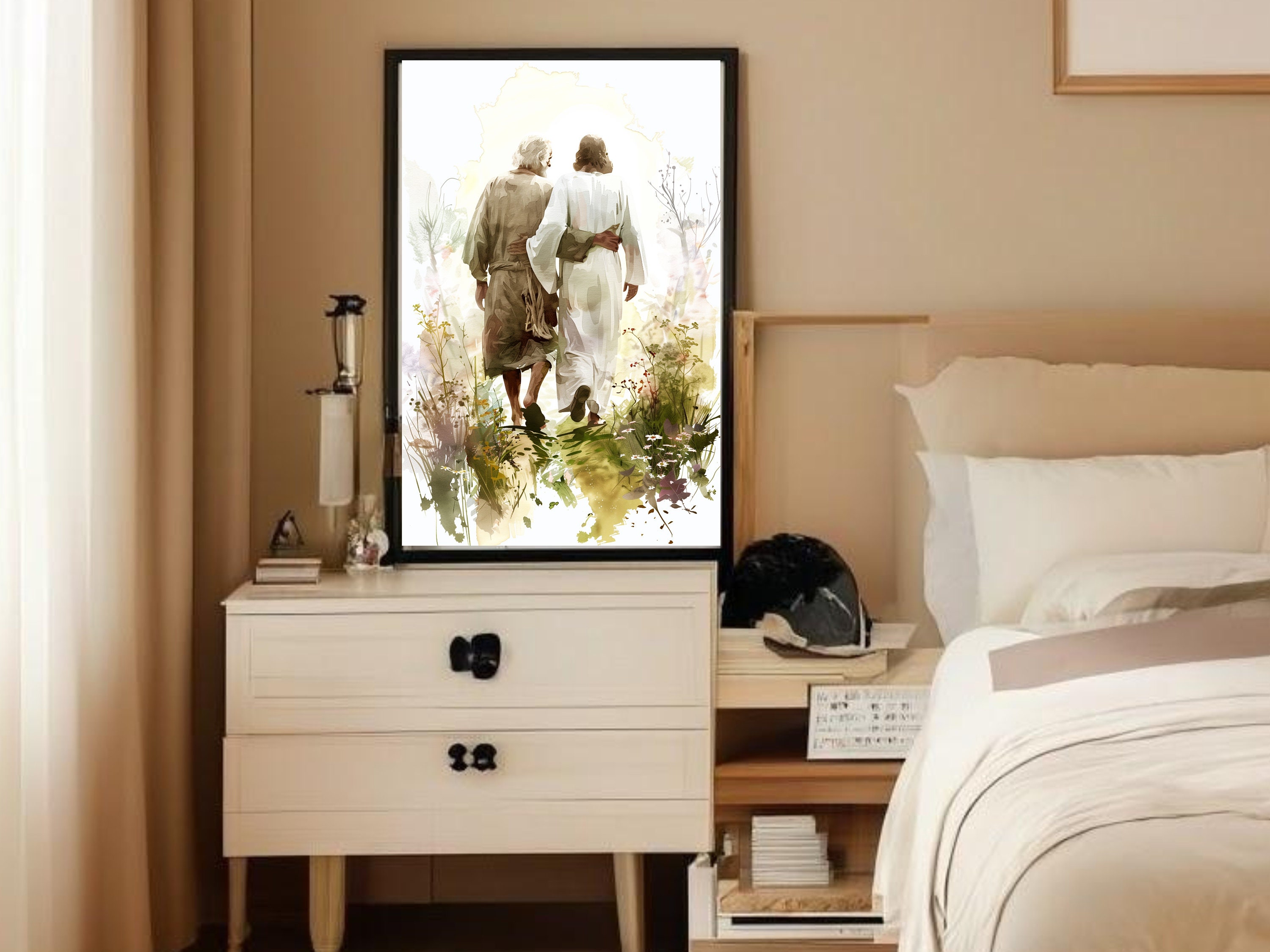 Safe in His Arms, Jesus With a Senior Man, Art Printable, Bible Digital ...