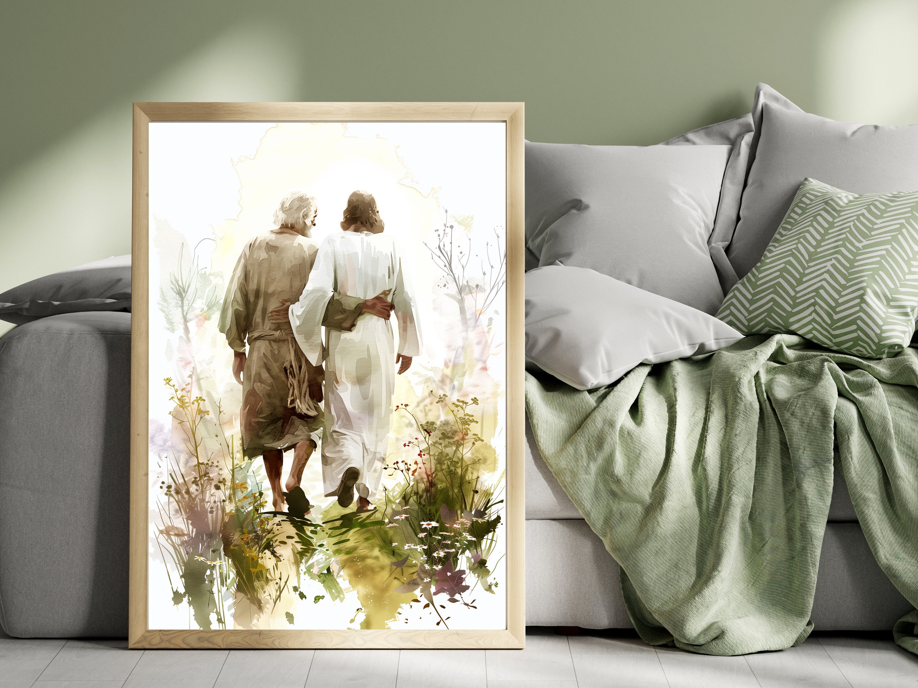 Safe in His Arms, Jesus With a Senior Man, Art Printable, Bible Digital ...