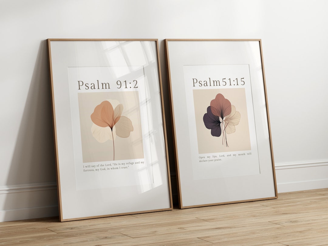 Earthy Tones Psalm 91 Psalm 51, Set of 2 Christian Prints, Modern ...