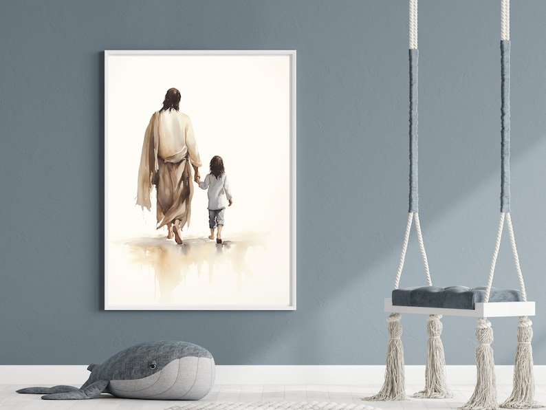 Jesus With a Boy, A Child of God, Bible Digital Print, Watercolor Wall ...